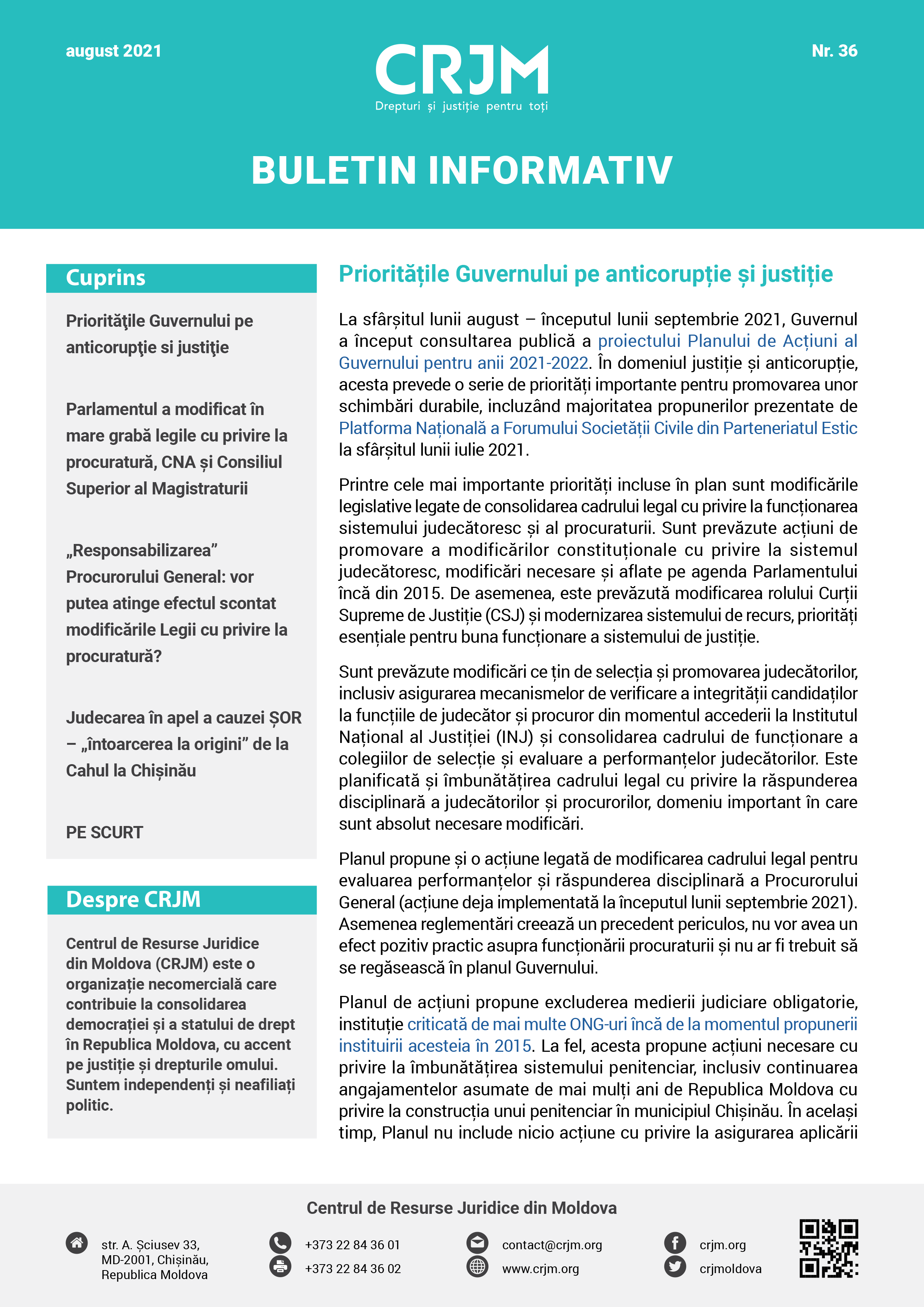 Buletin Informativ nr. 36 (august 2021) - CRJM