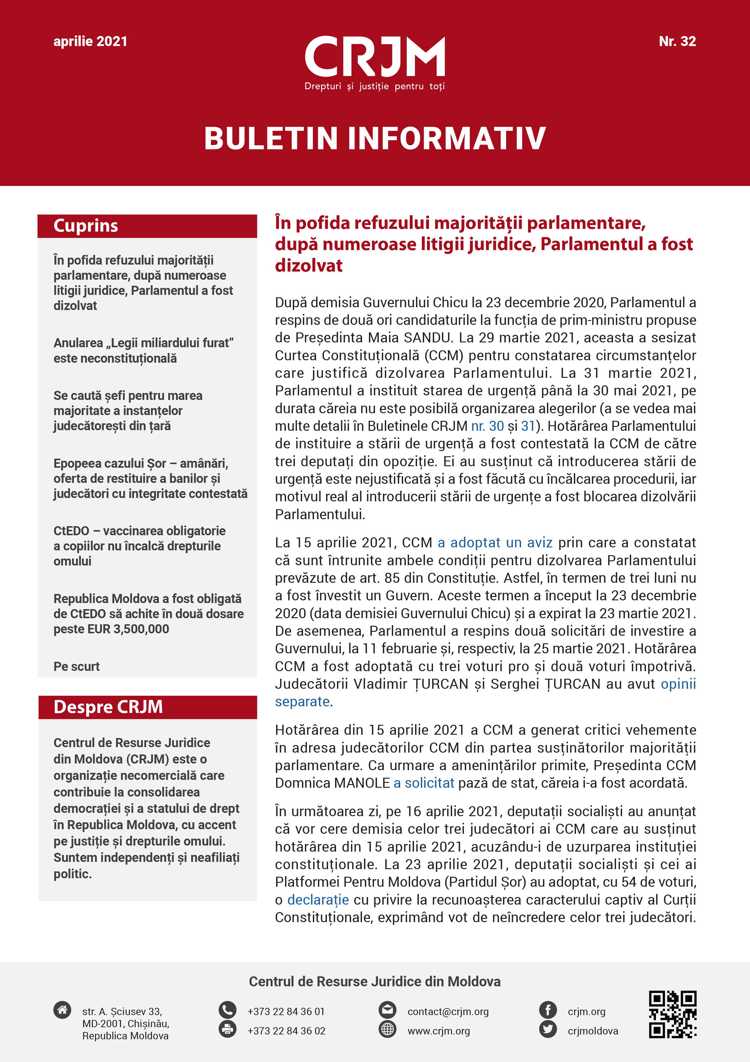 Buletin Informativ nr. 32 (aprilie 2021)