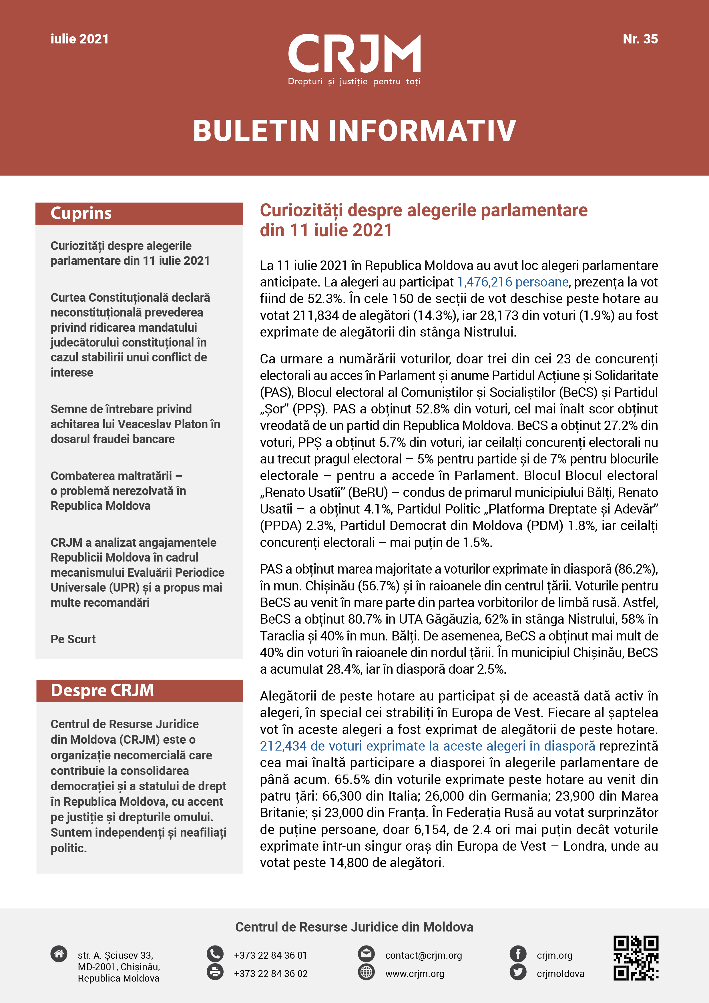 Buletin Informativ nr. 35 (iulie 2021)