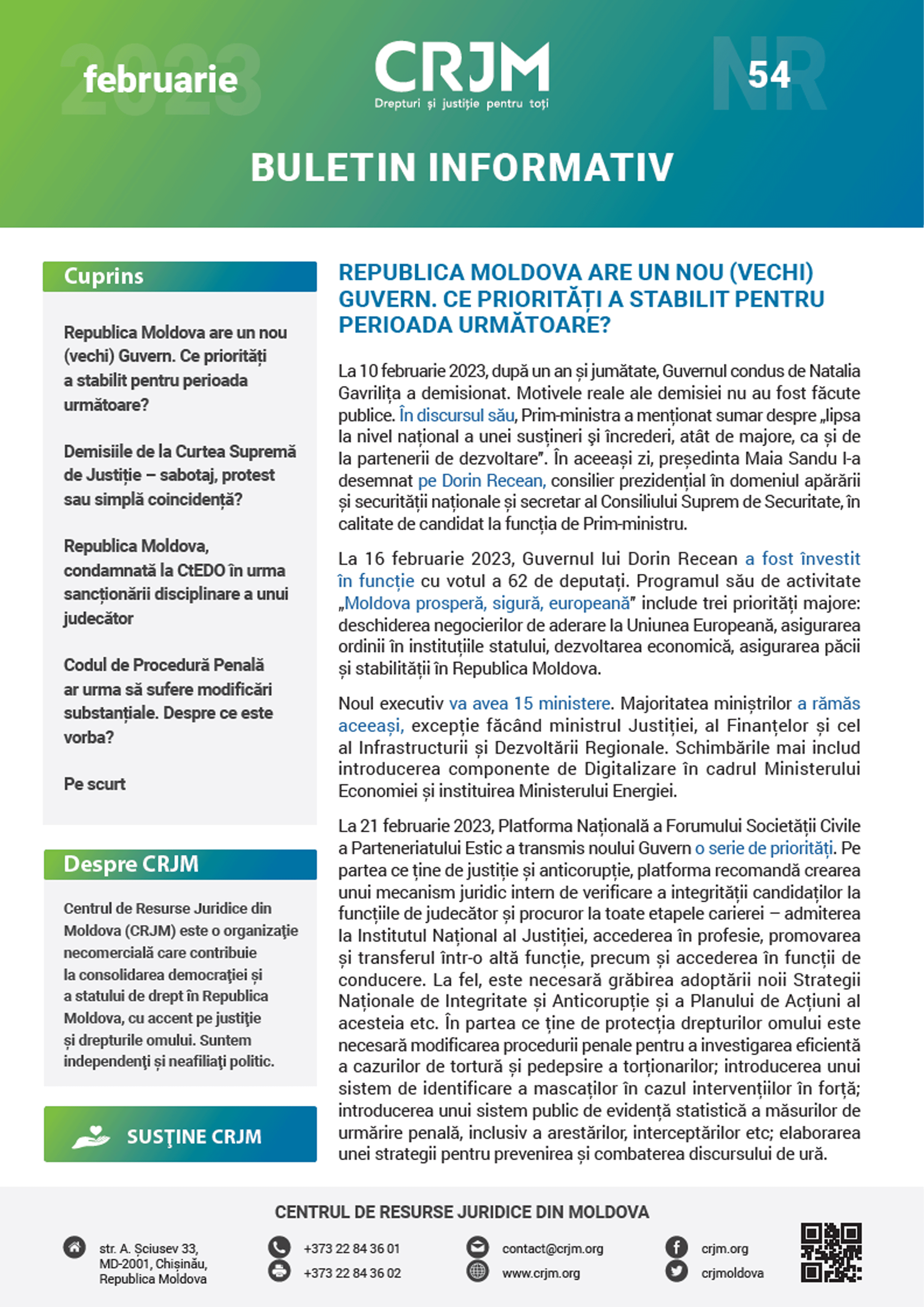 Buletinul informativ nr. 54 (februarie 2023)