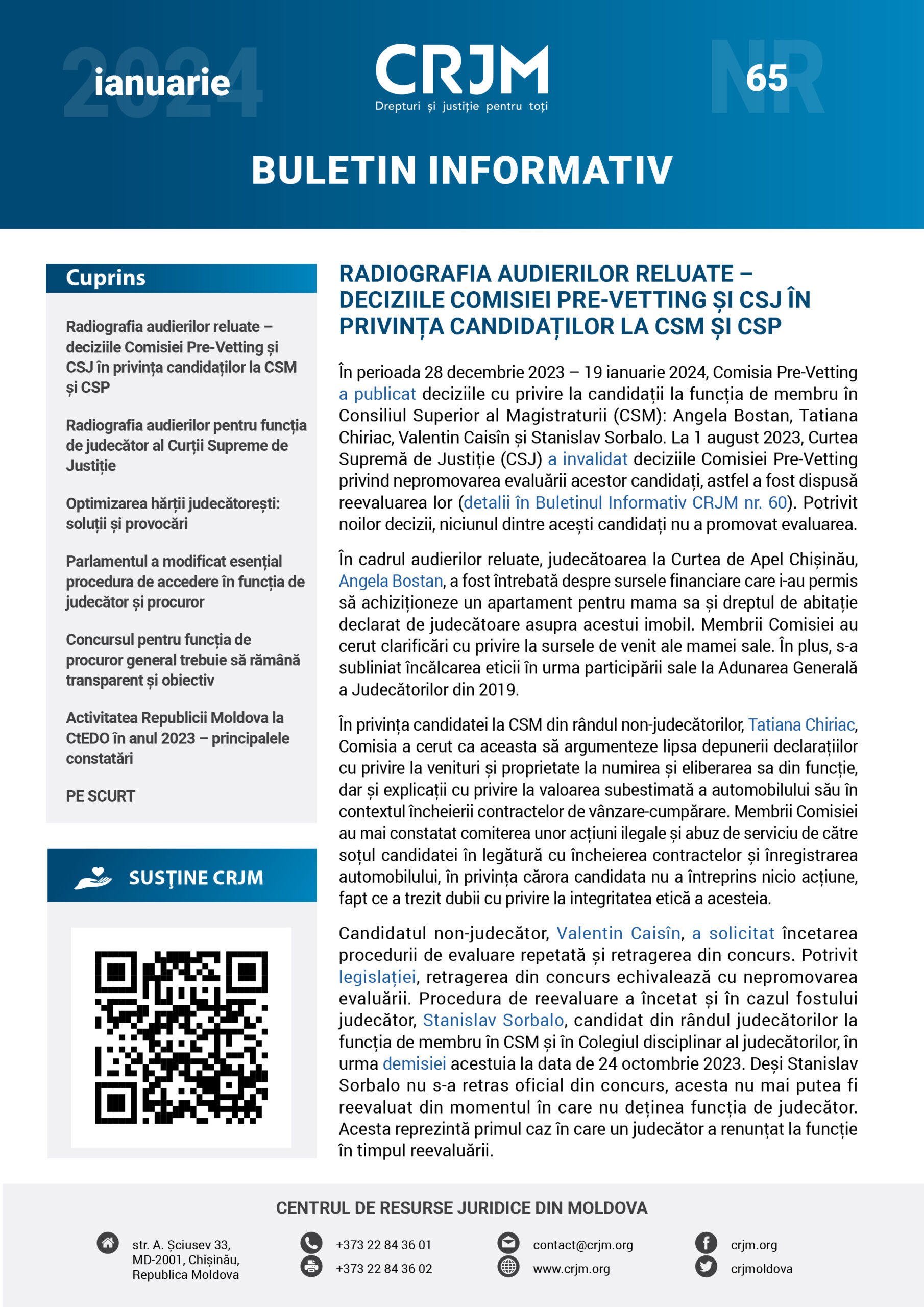 Buletinul informativ nr. 65 (ianuarie 2024)